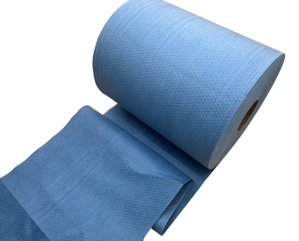 Blue color of Weston's Roll of hexagonal embossed spunlace industrial ...